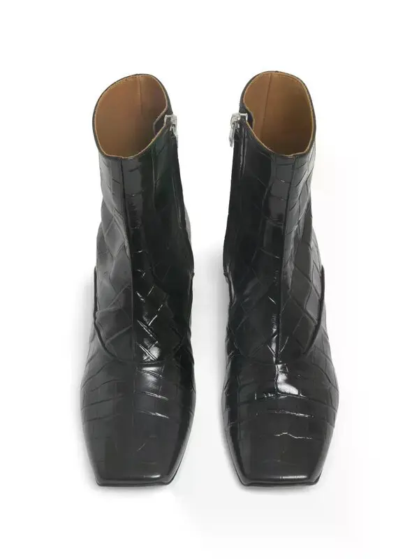 Marni Croc-effect Leather Ankle Boots