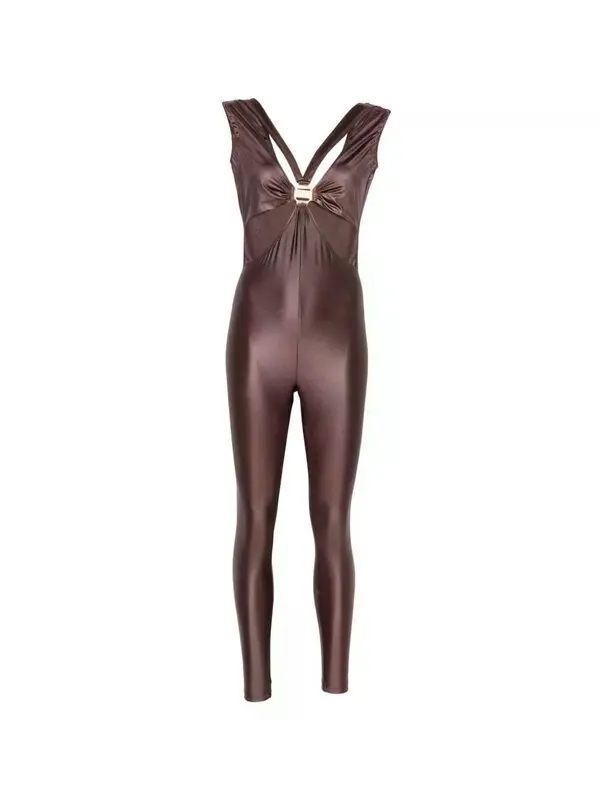 MAZZEI Cut-out Logo-plaque Jumpsuit - Brown