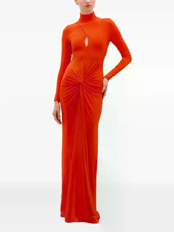 Silvia Tcherassi Birdy Twist-detail Cut-out Maxi Dress - Orange