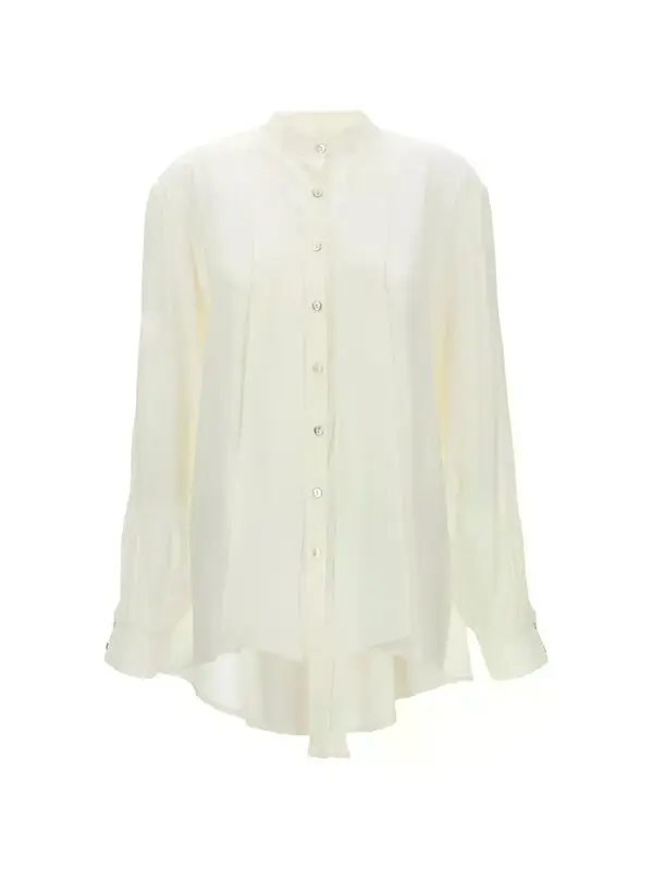 DI.LA3 PARI' Di.la3 Pari Asymmetrical Silk Crêpe De Chine Shirt - White
