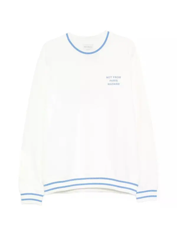 Drole De Monsieur Striped Trim Sweatshirt - White