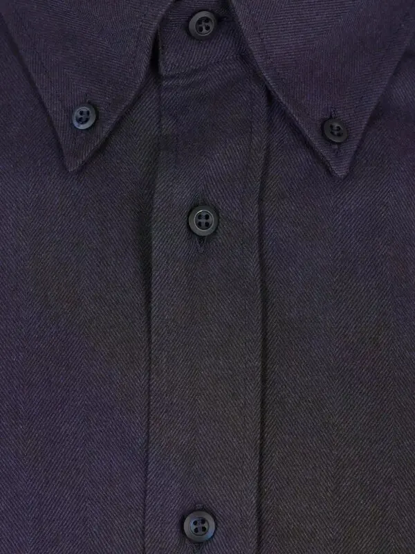 Brunello Cucinelli Herringbone-weave Button-down Shirt - Blue