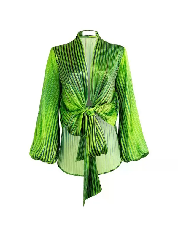 Silvia Tcherassi Striped Tie-fastening Blouse - Green
