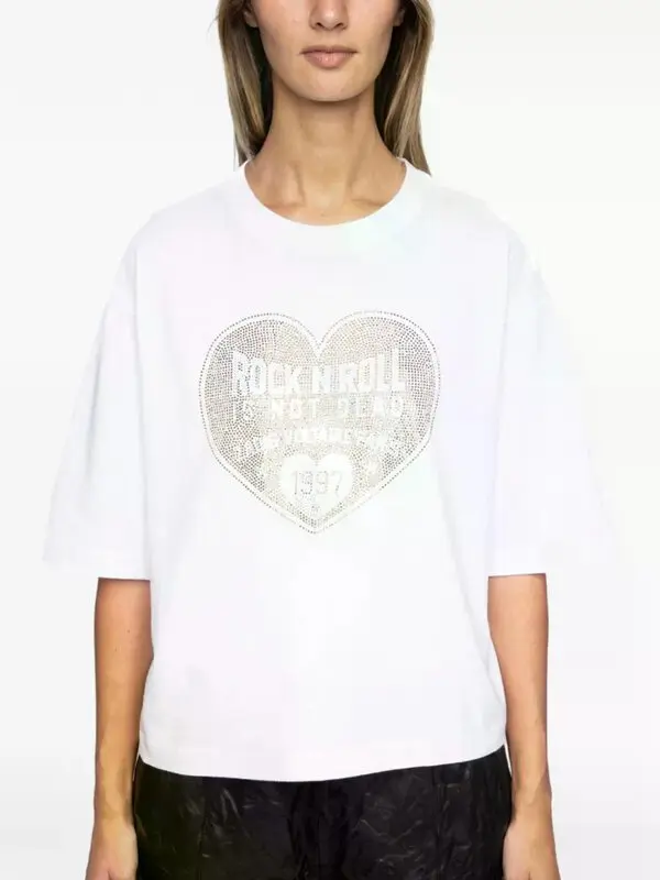 Zadig&Voltaire Heart Motif Rhinestone Embellished T-shirt - White