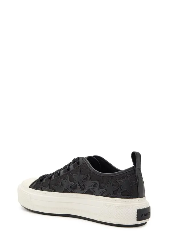 Amiri Stars Appliquéd Leather And Canvas Sneakers - Black
