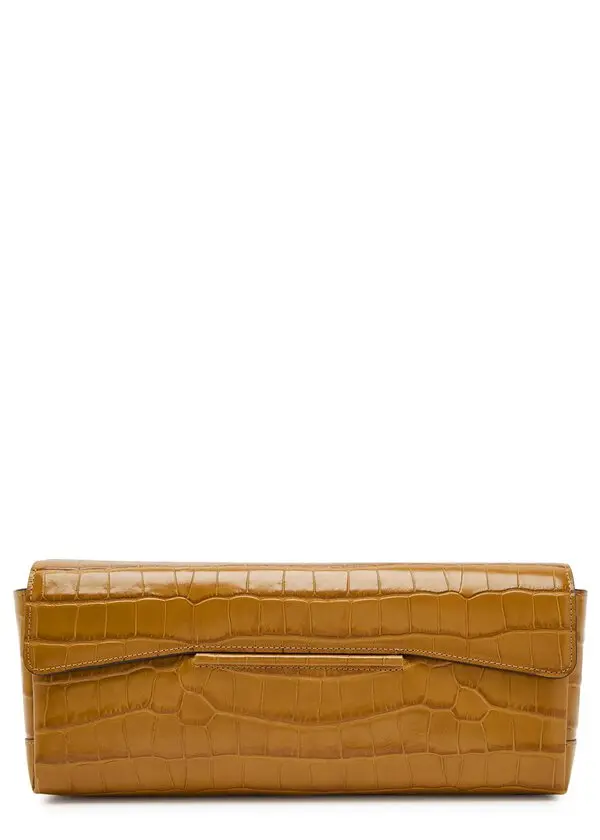 TOTEME Crocodile-embossed Leather Clutch - Tan