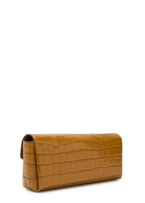 TOTEME Crocodile-embossed Leather Clutch - Tan
