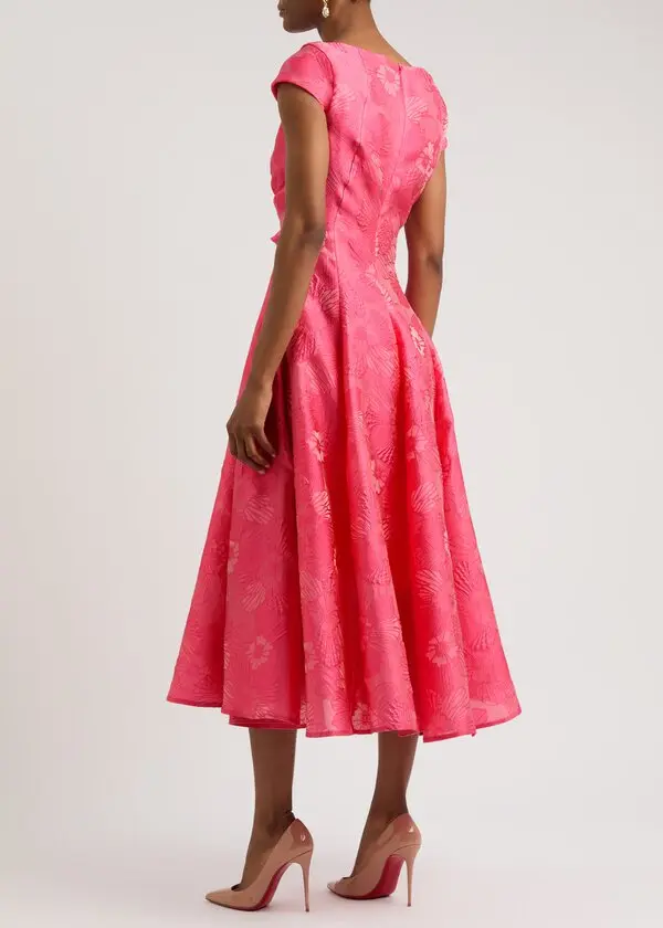 Talbot Runhof Floral Jacquard Midi Dress