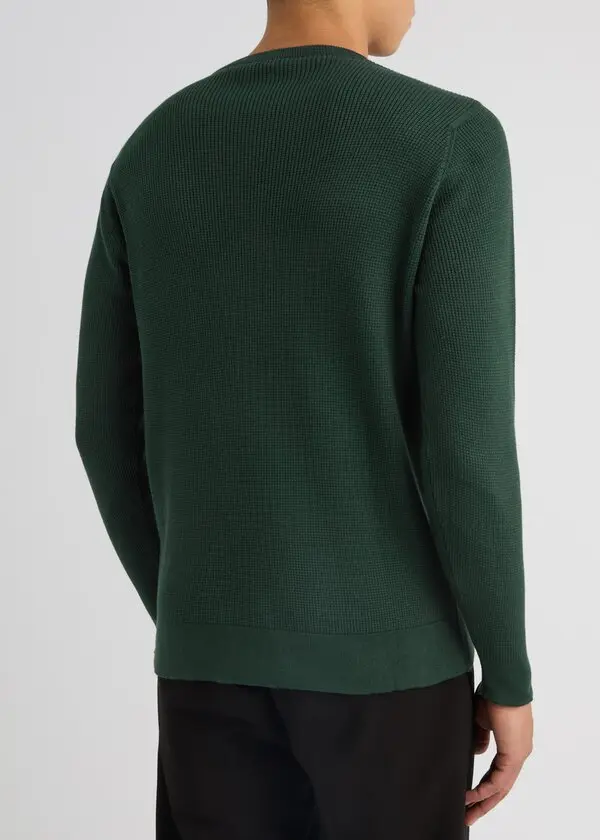John Smedley Calix Waffle-knit Cotton Jumper - Dark Green