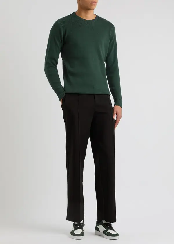 John Smedley Calix Waffle-knit Cotton Jumper - Dark Green