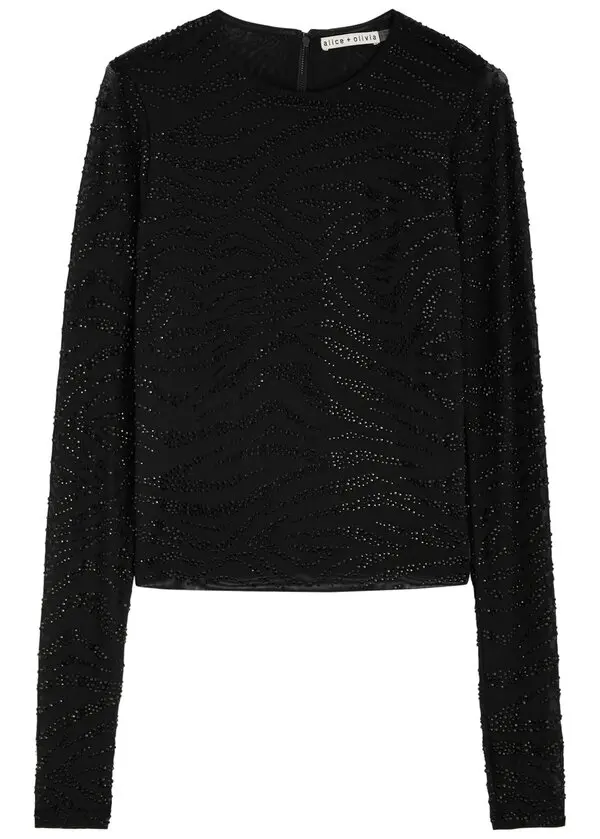 Alice + Olivia Delaina Embellished Tulle Top