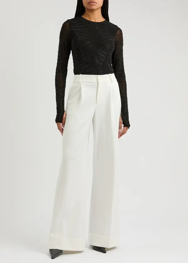 Alice + Olivia Delaina Embellished Tulle Top