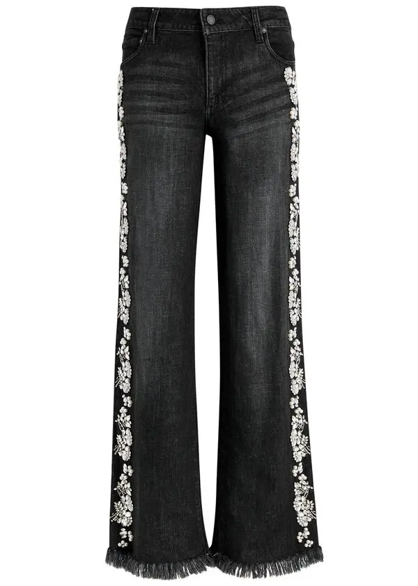 Alice + Olivia Roxie Embellished Straight-leg Jeans