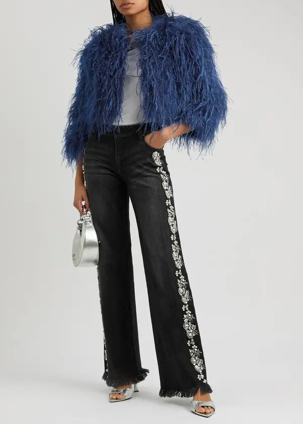 Alice + Olivia Roxie Embellished Straight-leg Jeans