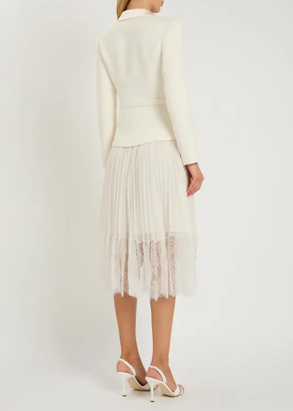 SELF-PORTRAIT Belted Bouclé And Chiffon Midi Dress