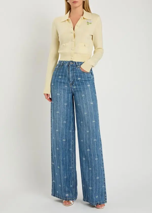 SELF-PORTRAIT Floral Embroidered Wool Cardigan