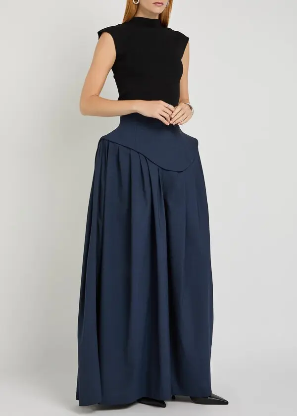 A.W.A.K.E. Mode Basque Pleated Wool-blend Wide-leg Trousers