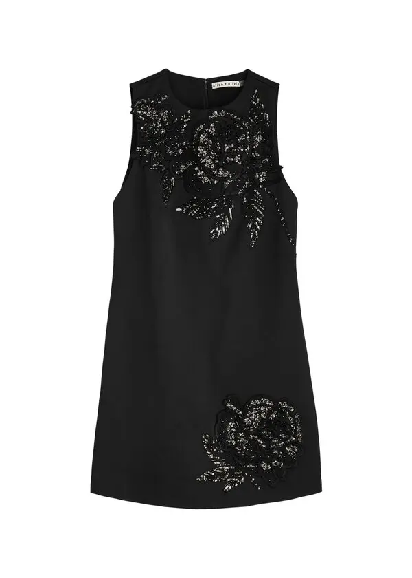 Alice + Olivia Embellished Satin Mini Dress