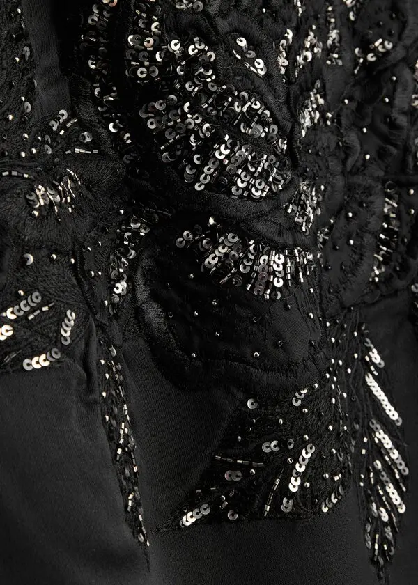 Alice + Olivia Embellished Satin Mini Dress