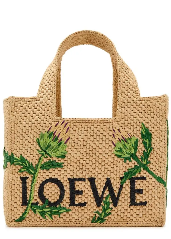 Loewe X Paula's Ibiza Embroidered Raffia Tote Bag - Natural