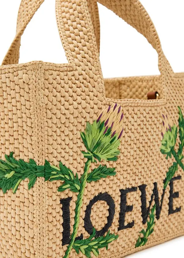 Loewe X Paula's Ibiza Embroidered Raffia Tote Bag - Natural