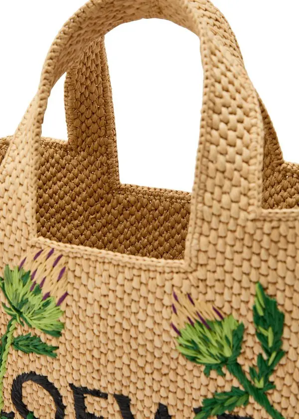Loewe X Paula's Ibiza Embroidered Raffia Tote Bag - Natural