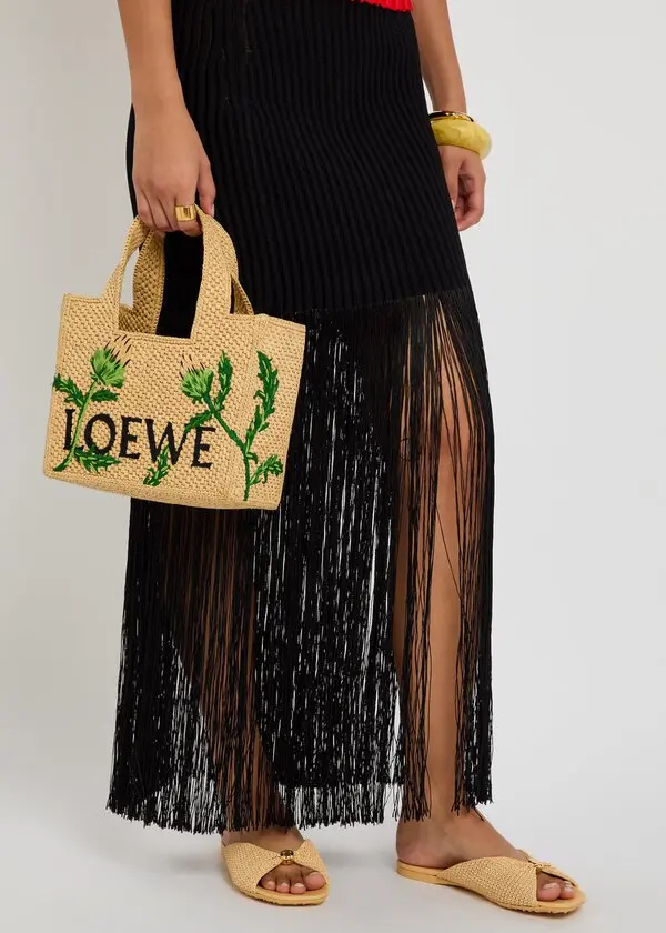 Loewe X Paula's Ibiza Embroidered Raffia Tote Bag - Natural