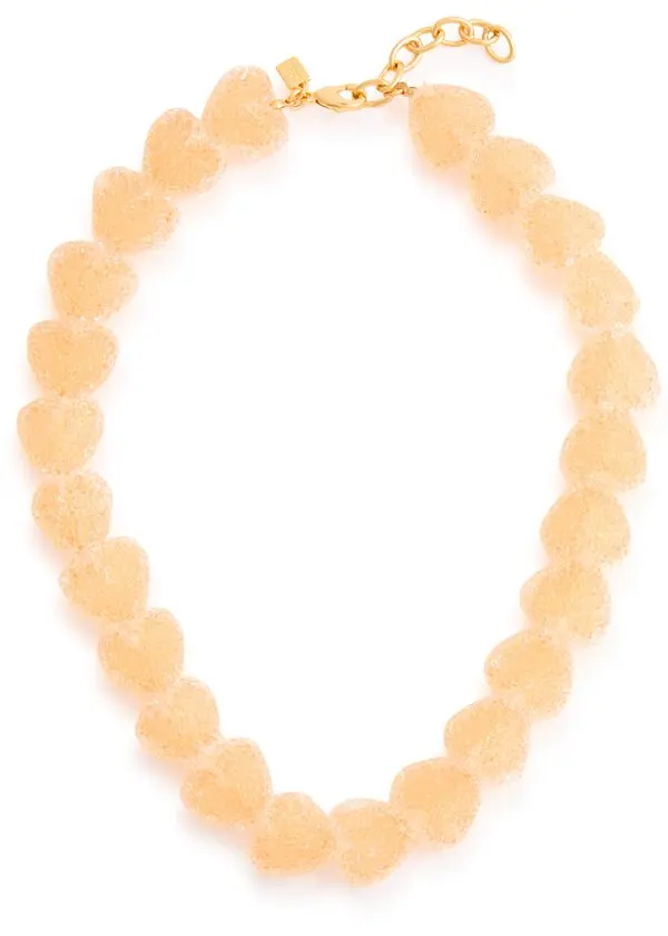 CRYSTAL HAZE 18kt Gold-plated Jelly Heart Necklace - Orange