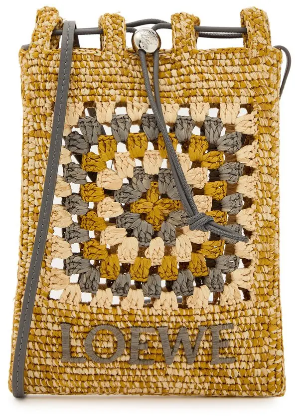 Loewe X Paula's Ibiza Raffia Crochet Pouch - Yellow