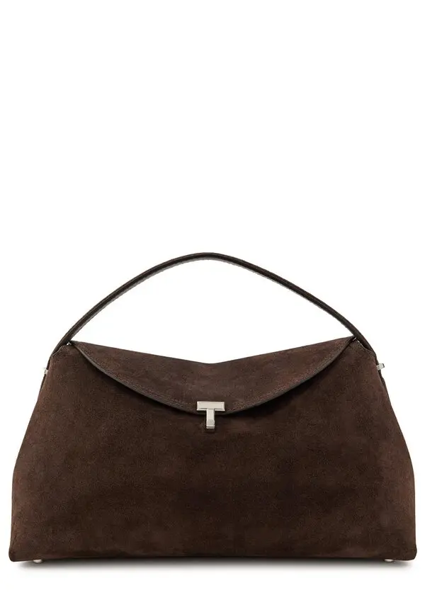 TOTEME T-lock Suede Top Handle Bag - Brown