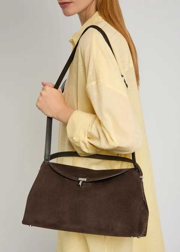 TOTEME T-lock Suede Top Handle Bag - Brown