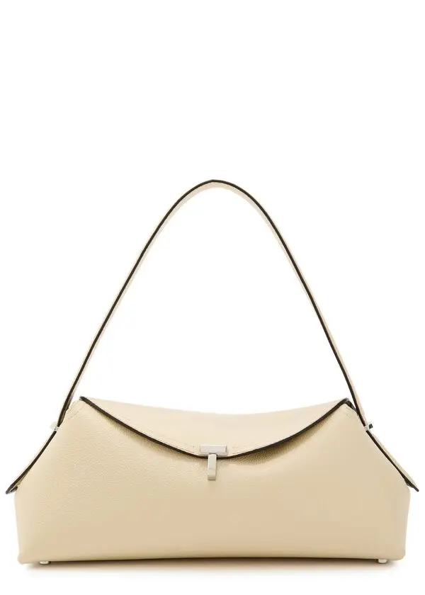 TOTEME T-lock Grained Leather Shoulder Bag - Ivory