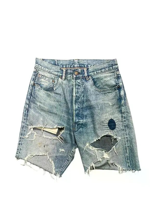 SAINT MXXXXXX Distressed Denim Shorts