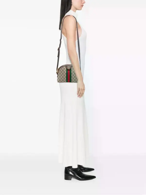 Gucci Small Gg Supreme Ophidia Dome Crossbody Bag - Neutrals