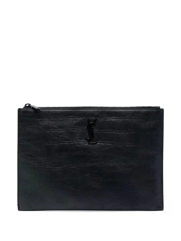 Saint Laurent Monogram Document Holder Clutch Bag - Black