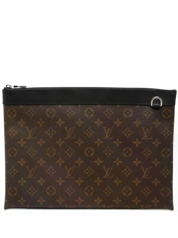LOUIS VUITTON Monogram Macassar Discovery Pochette Gm Clutch Bag - Brown
