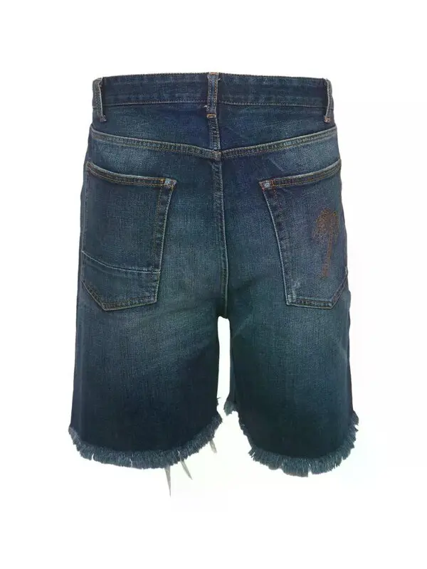 Palm Angels Distressed Denim Shorts - Blue