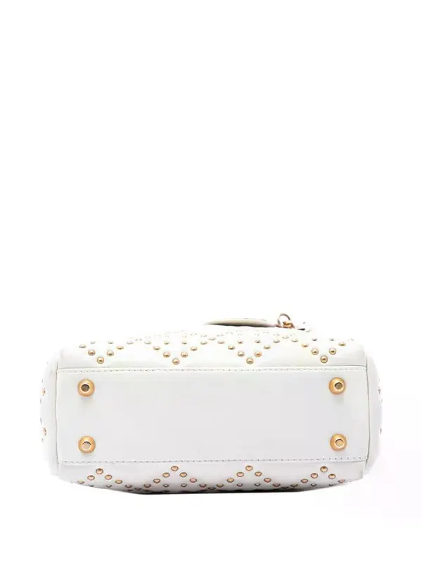 Dior Lambskin Studded Lady Satchel - White