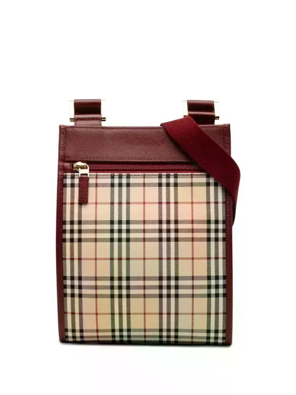 Burberry House Check Canvas Crossbody Bag - Red