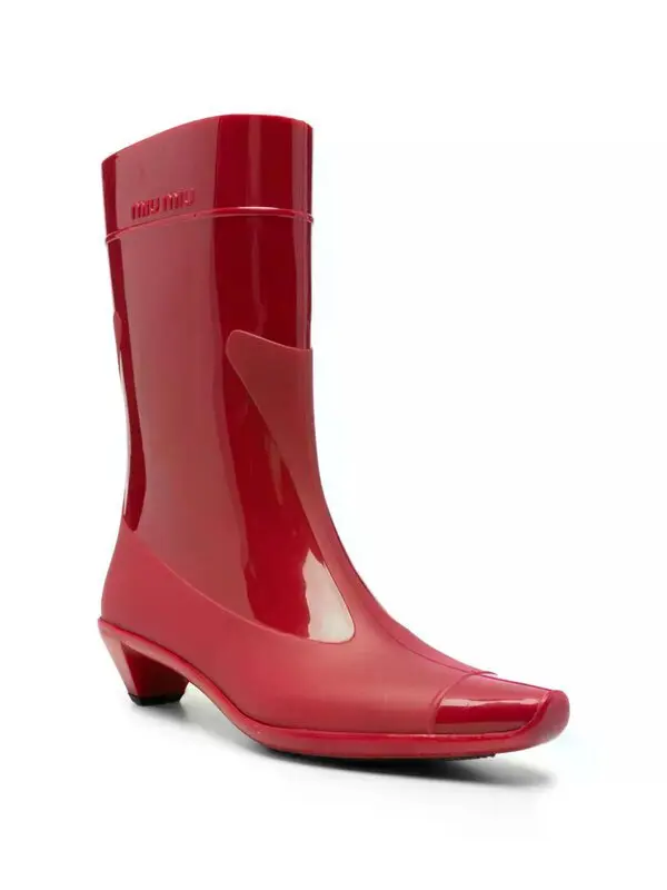 Miu Miu Embossed Logo Heeled Rain Boots