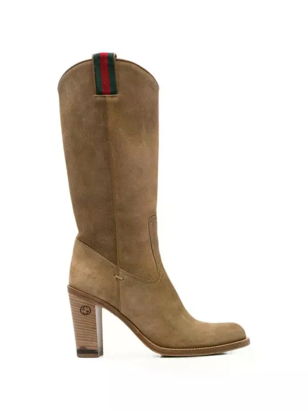 Gucci Suede Cowboy Boots - Brown