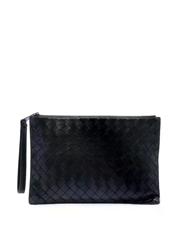 Bottega Veneta Intrecciato Nappa Leather Clutch Bag - Black