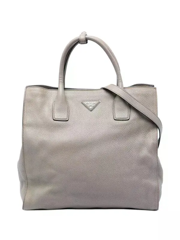 Prada Vitello Daino Convertible Tote Satchel - Grey