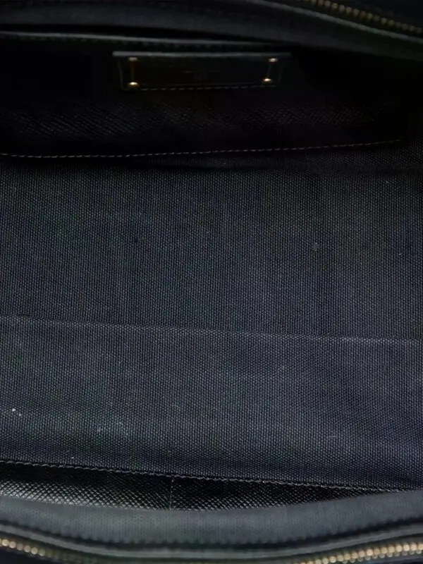 Prada Bicolor Saffiano Leather Trimmed Canvas Satchel