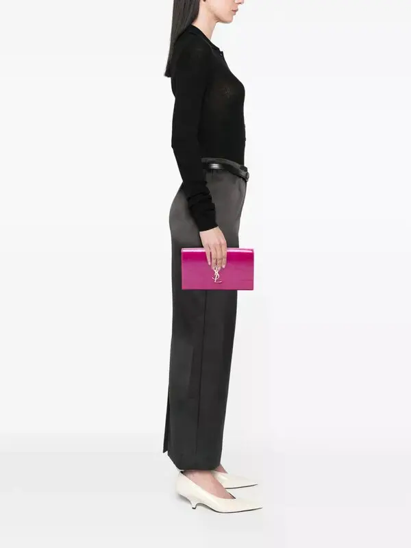 Saint Laurent Patent Leather Monogram Kate Clutch Bag