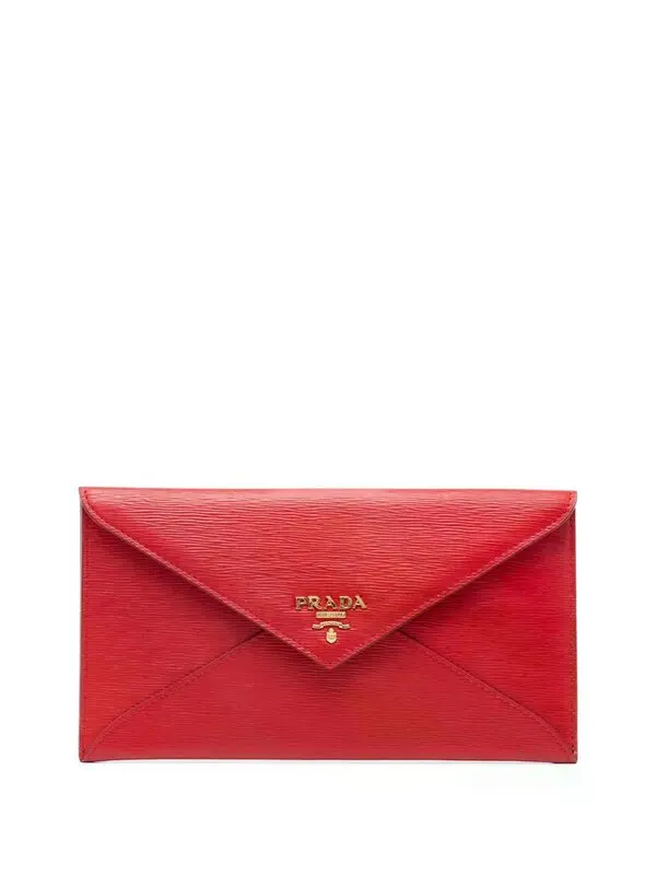 Prada Vitello Move Envelope Clutch Bag - Red