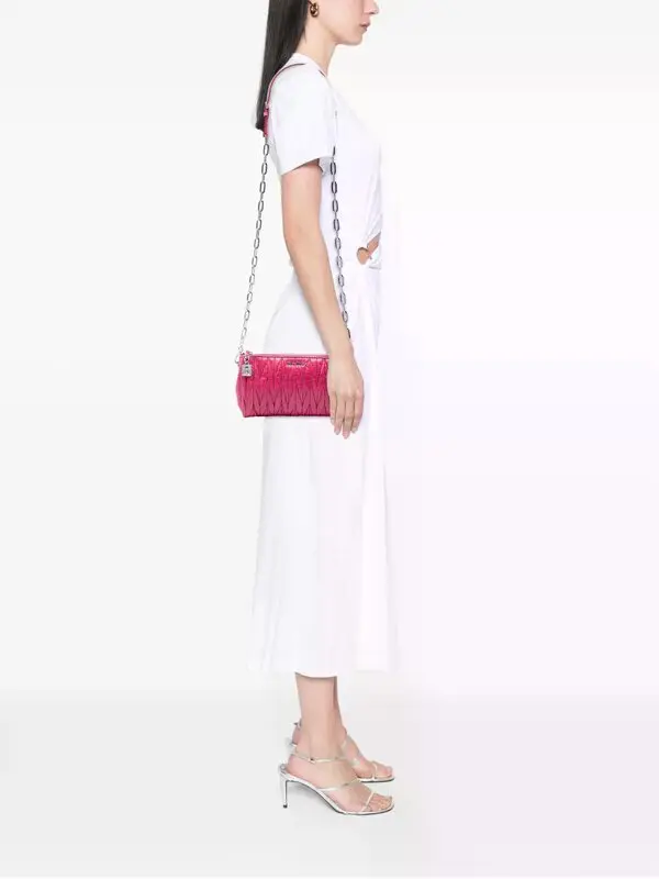 Miu Miu Matelassé Nappa Chain Crossbody Bag - Pink
