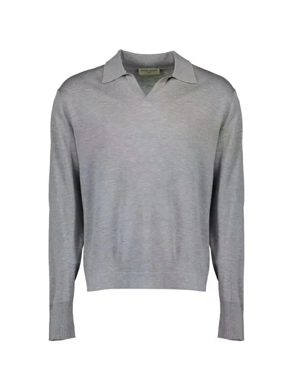 Officine Générale Polo-collar Knitted T-shirt - Grey
