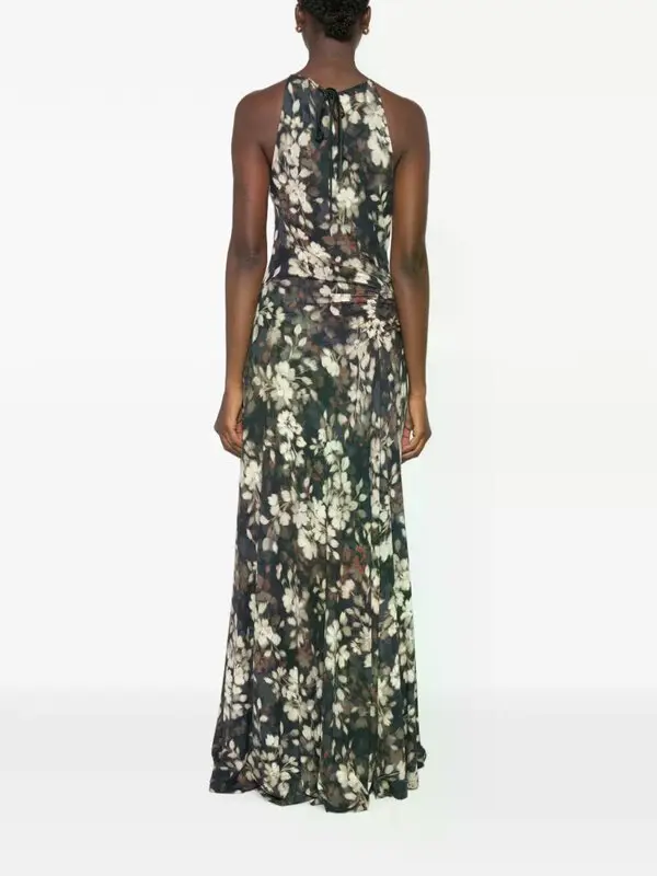 Simkhai Floral Print Ruched Maxi Dress