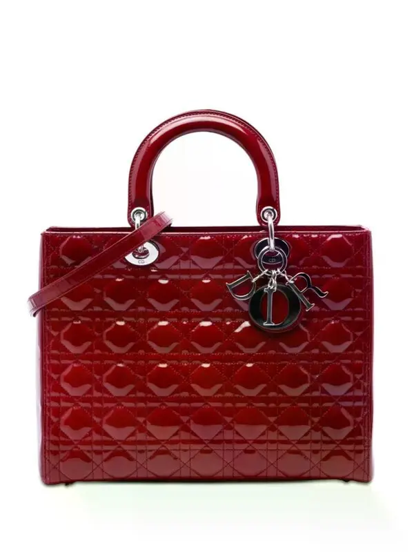 Dior Patent Cannage Lady Satchel - Red